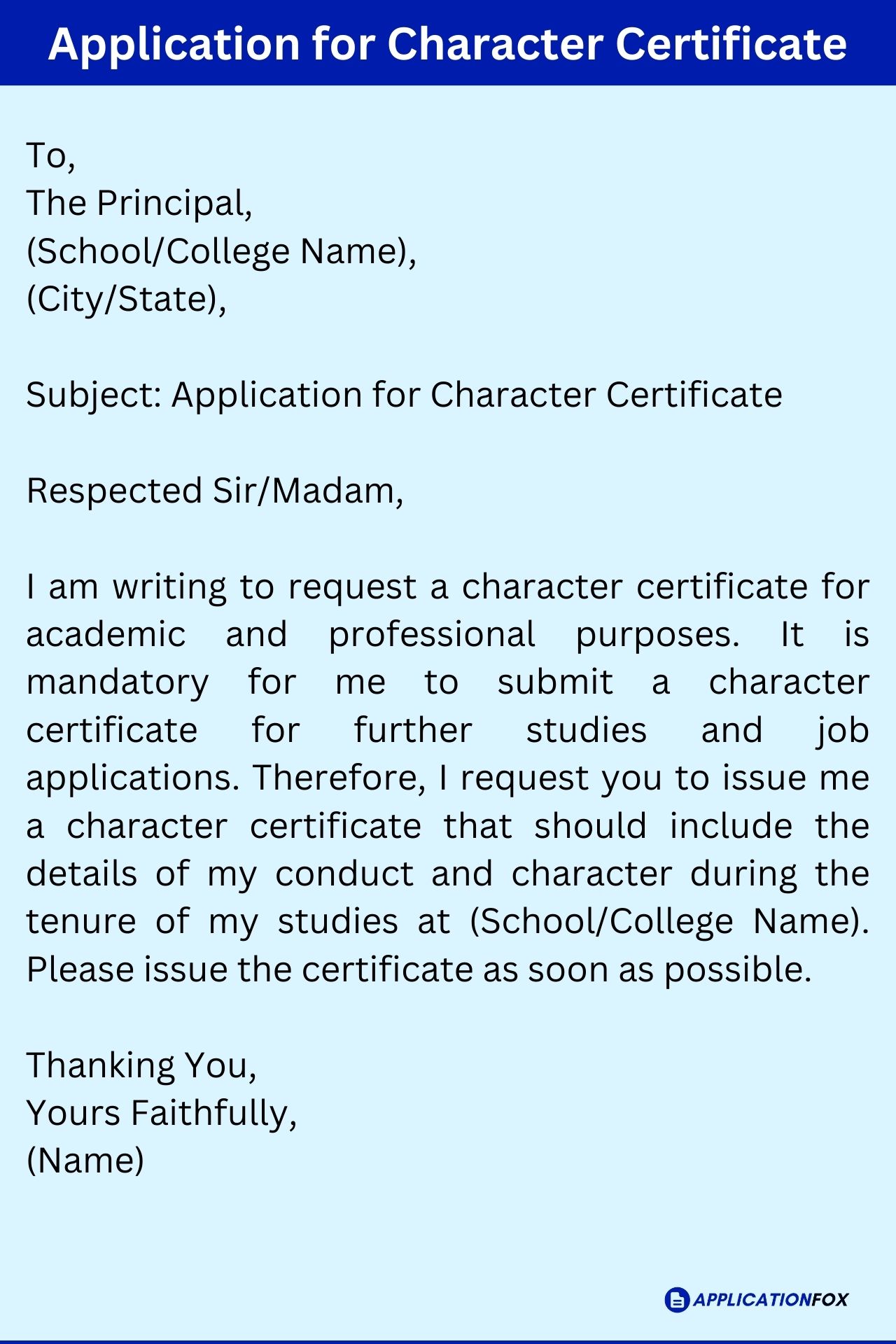 5 Samples Application For Character Certificate