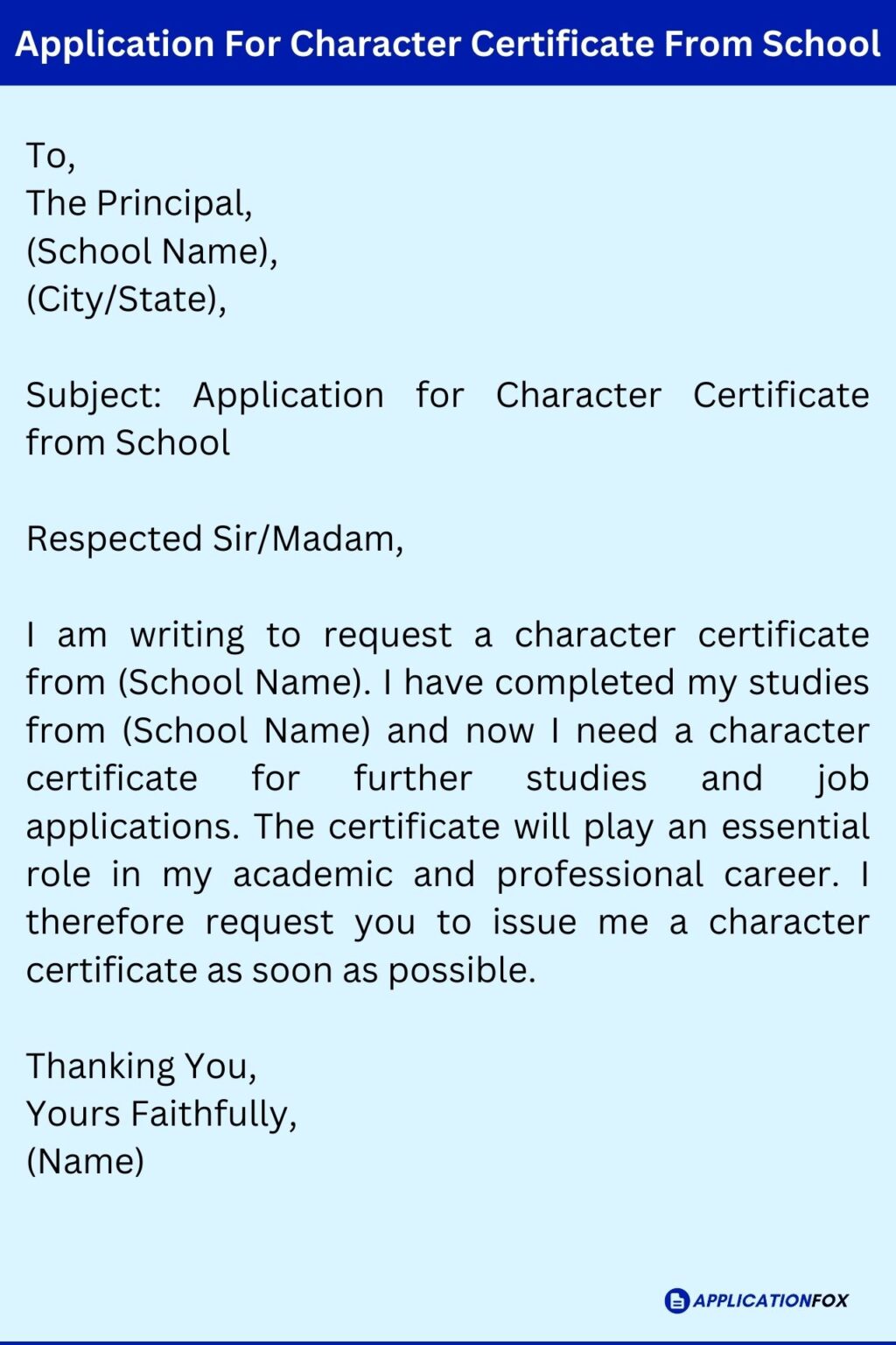 (5+ Samples) Application for Character Certificate
