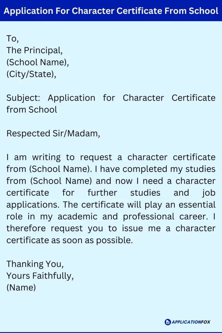 (5+ Samples) Application for Character Certificate