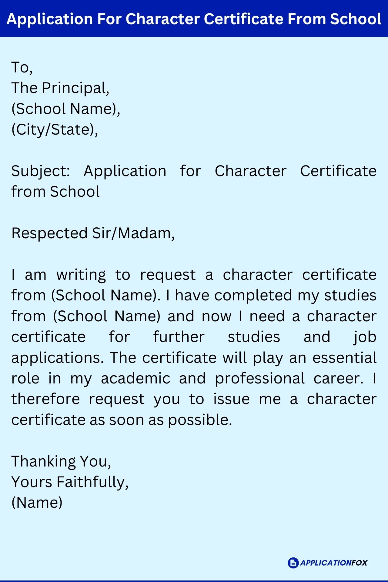 (5+ Samples) Application for Character Certificate