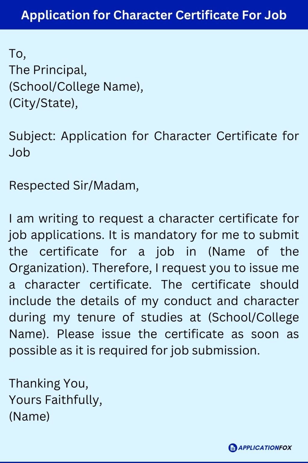 (5+ Samples) Application for Character Certificate