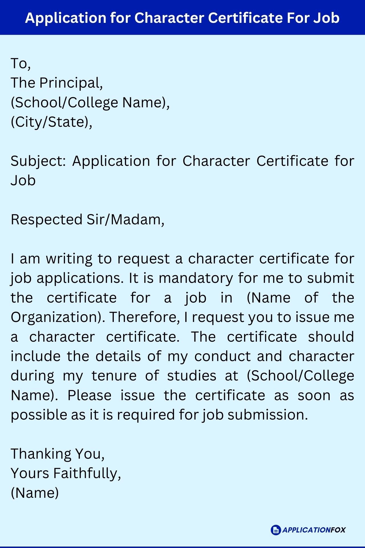 (5+ Samples) Application for Character Certificate