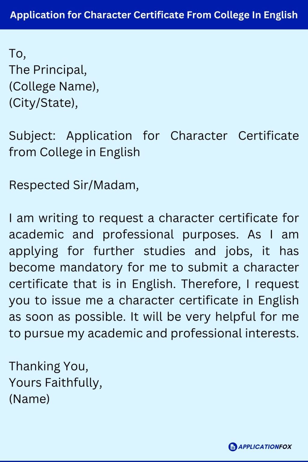 (5+ Samples) Application for Character Certificate
