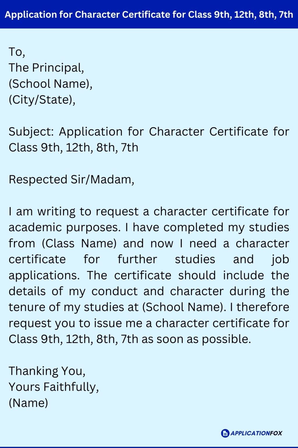 (5+ Samples) Application for Character Certificate