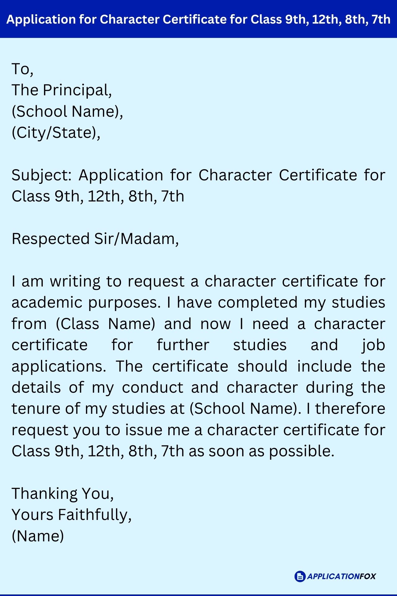 (5+ Samples) Application for Character Certificate