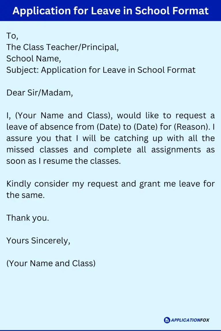 (7+ Samples) Application for Leave in School