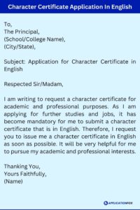 (5+ Samples) Application for Character Certificate