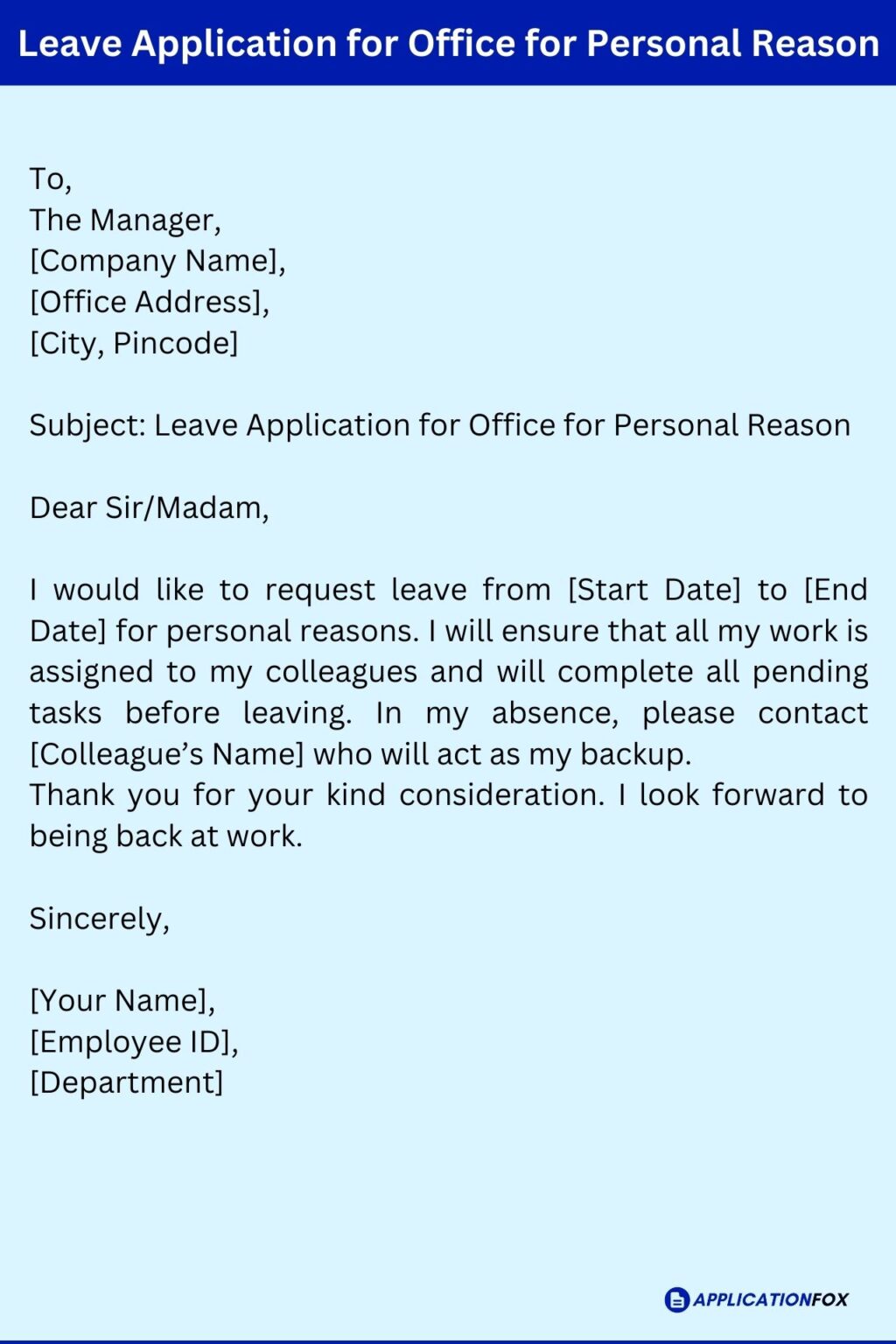 9+ Samples Leave Application for Office for Personal Reason