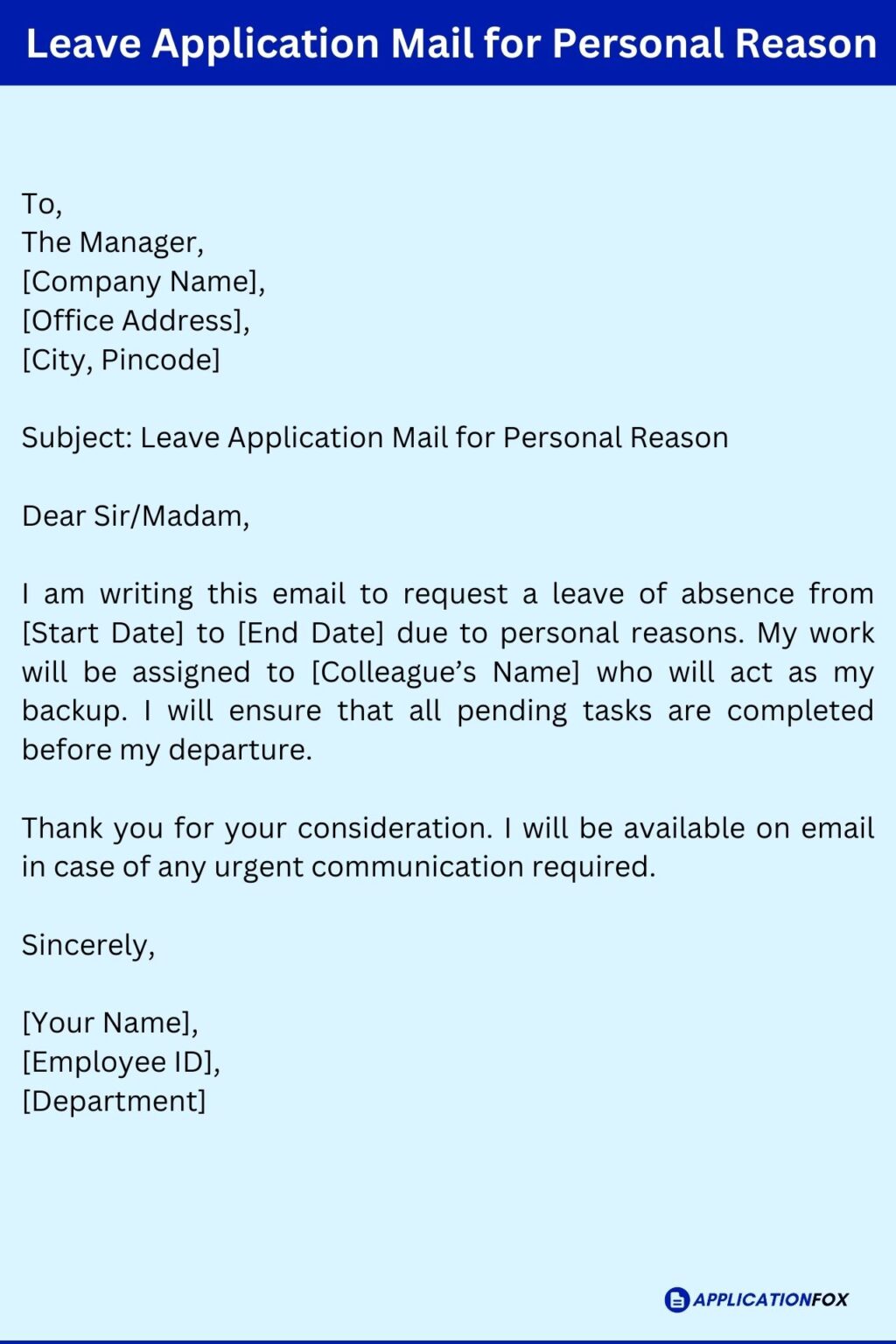 9+ Samples Leave Application for Office for Personal Reason