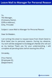 9+ Samples Leave Application for Office for Personal Reason