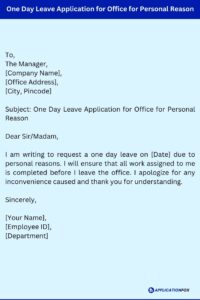9+ Samples Leave Application for Office for Personal Reason