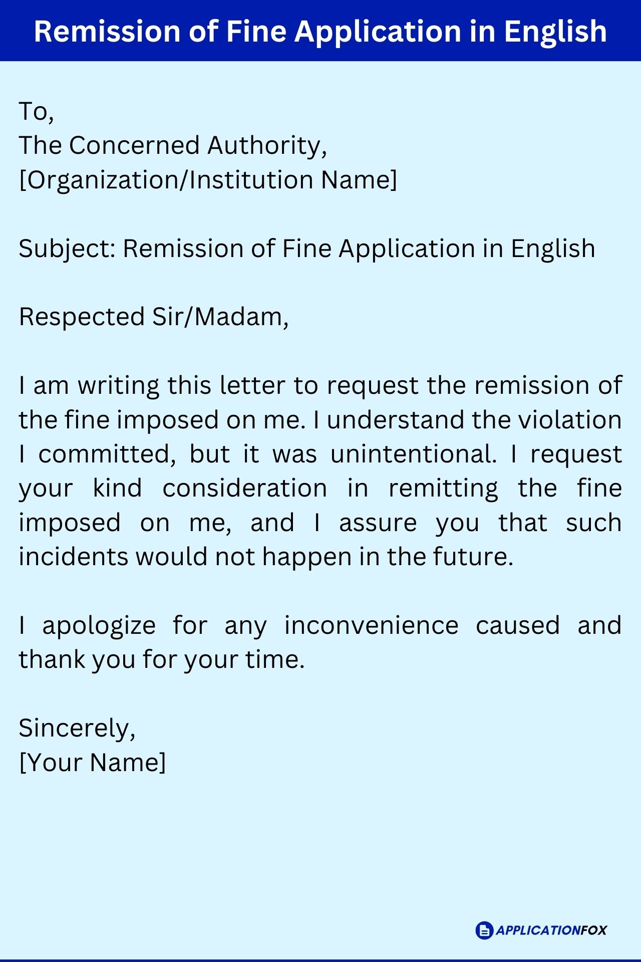 (8+Samples) - Application for Remission of Fine