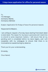 (7+ Samples) 5 days Leave Application for Office
