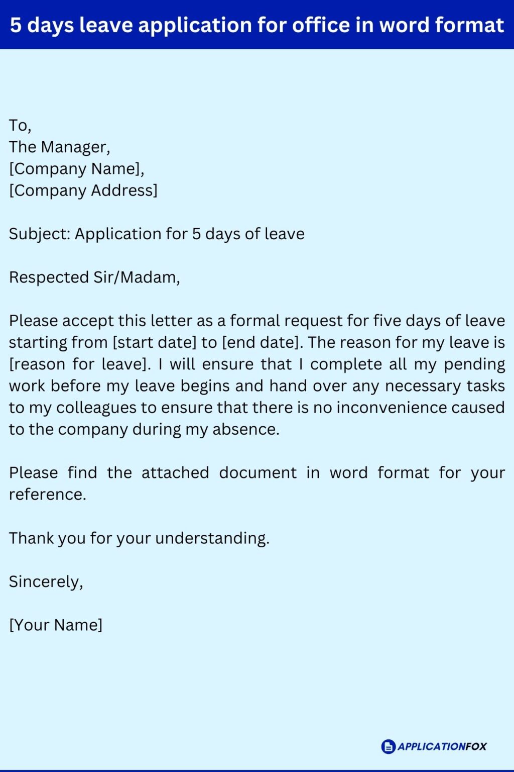(7+ Samples) 5 days Leave Application for Office