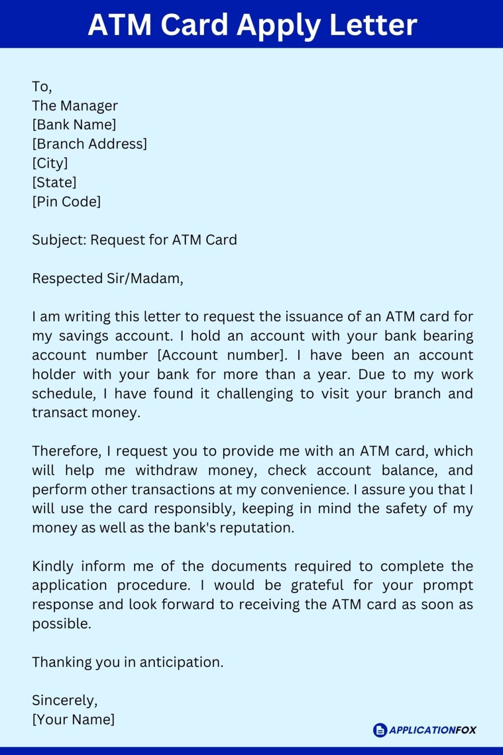 (7+ Samples) - Application for New ATM Card