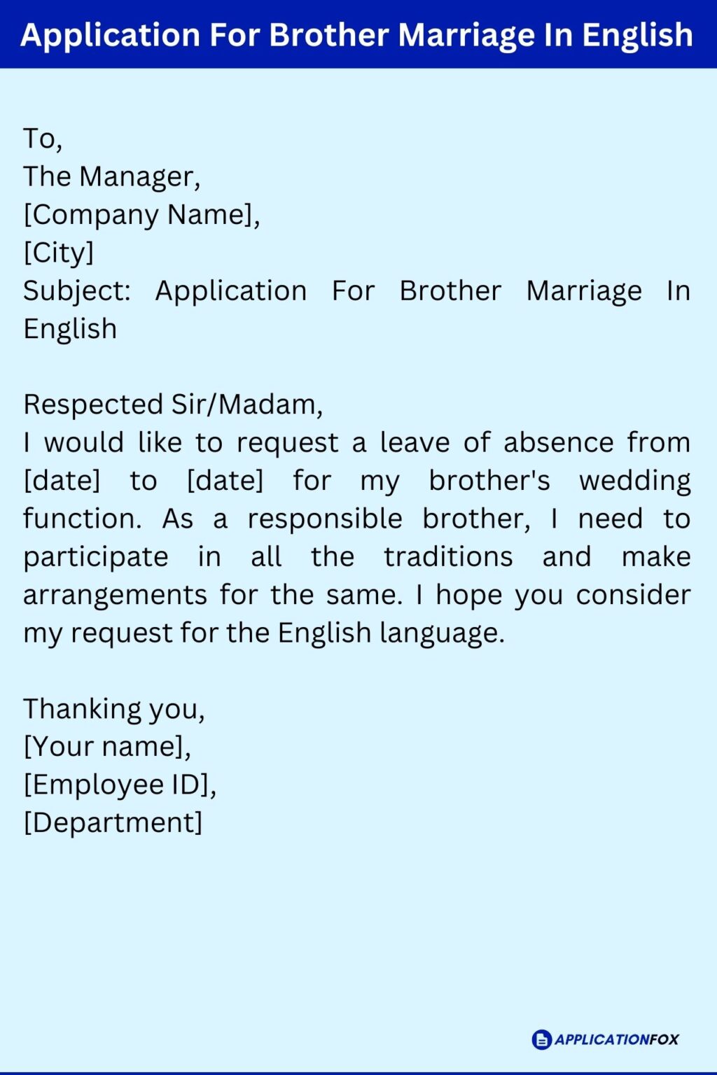 (9+ Samples) - Leave Application for Brother Marriage