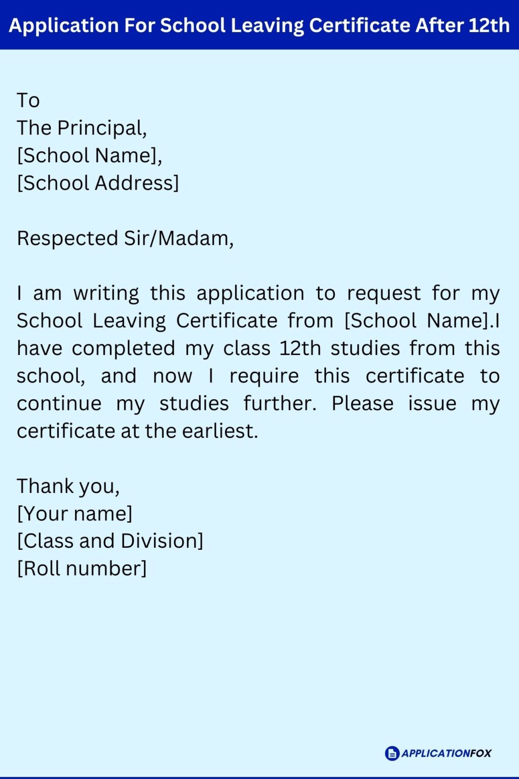 (12+ Samples) - Application for School Leaving Certificate