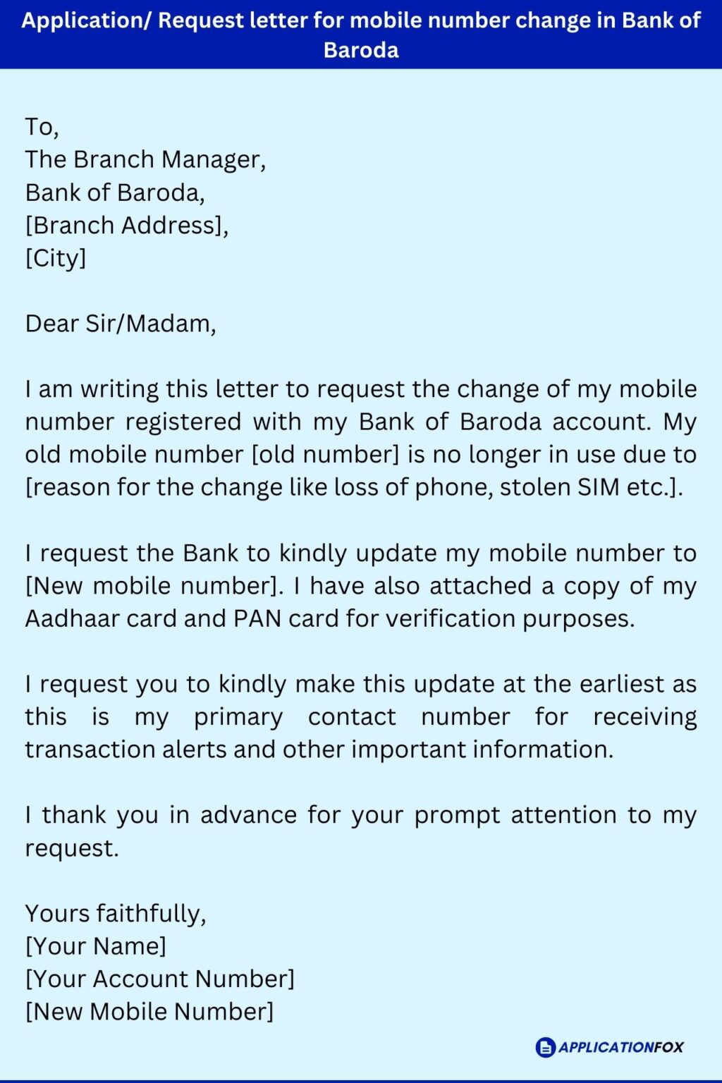 11 Application For Change Mobile Number In Bank Account 11 Application For Change Mobile Number In Bank Account