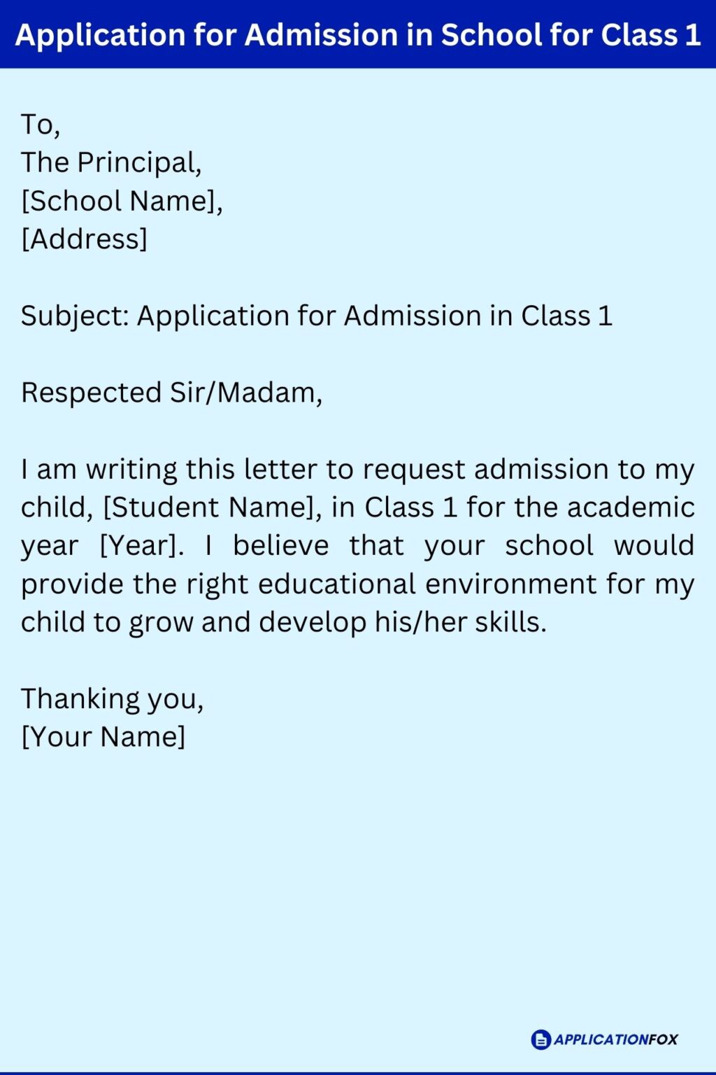 (9+ Samples) Application for School Admission