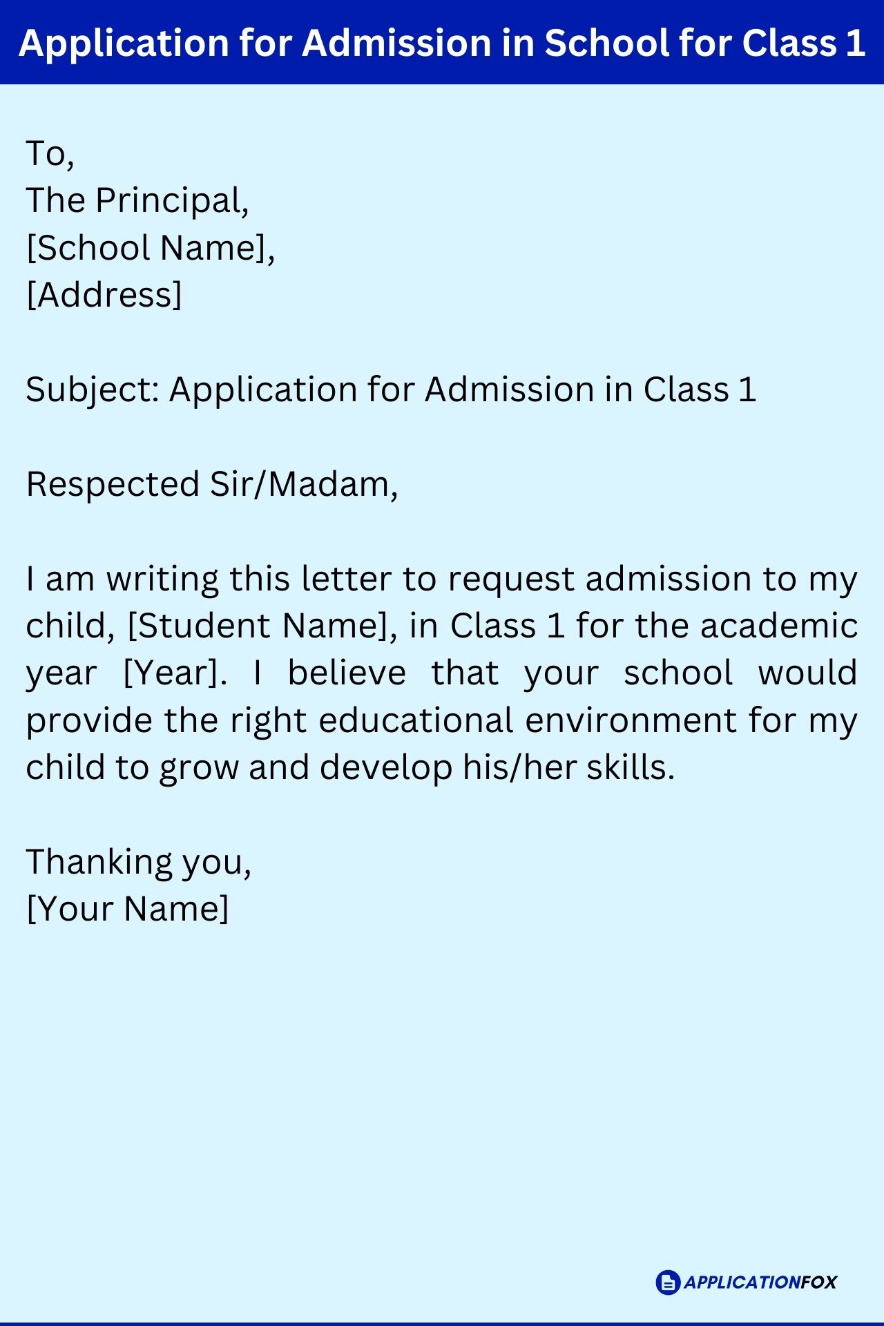 (9+ Samples) Application for School Admission