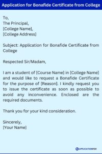 (9+ Samples) Application for Bonafide Certificate