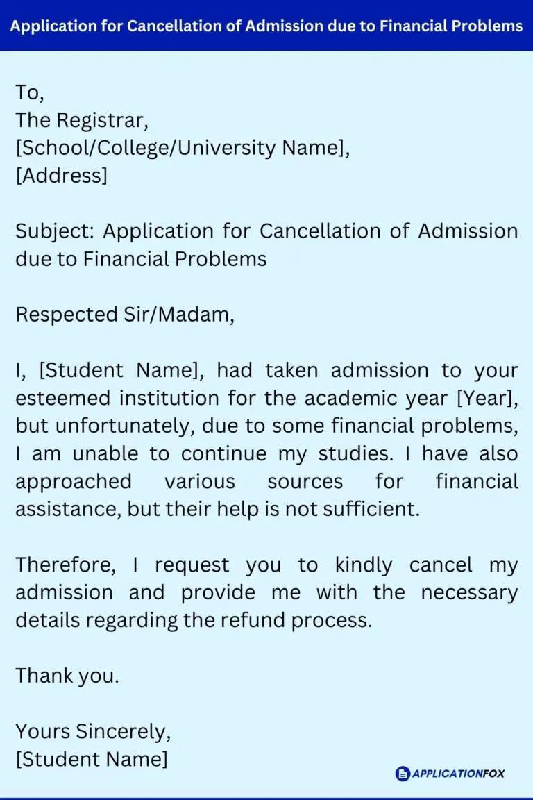 (5+ Samples) Application for Cancellation of Admission