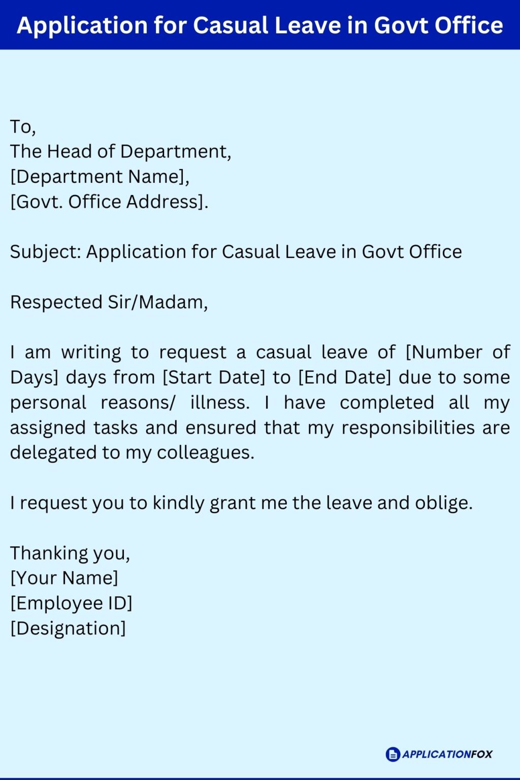 (7 Samples) Casual Leave Application for Office