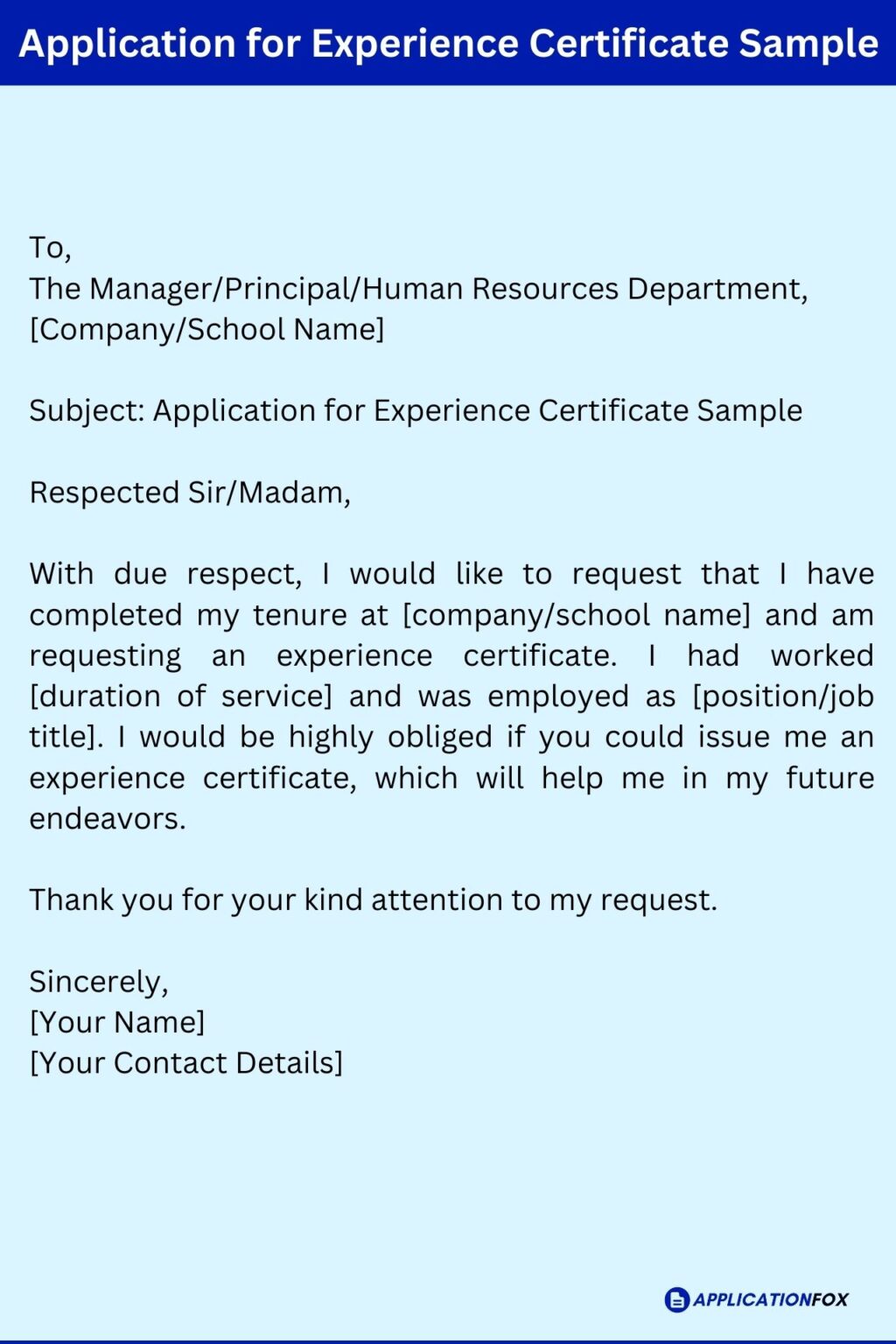(7 Samples) Application For Experience Certificate