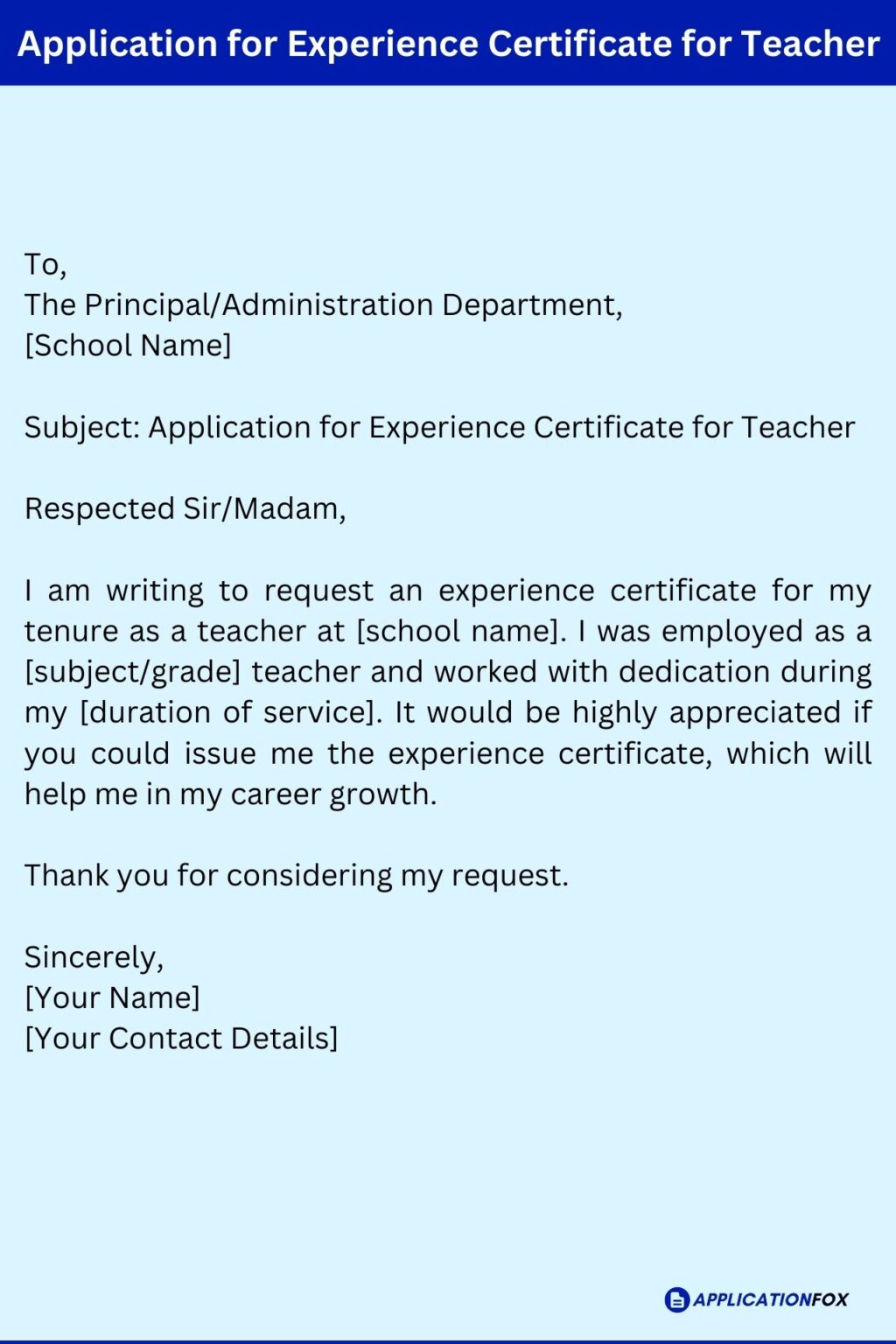 (7 Samples) Application For Experience Certificate