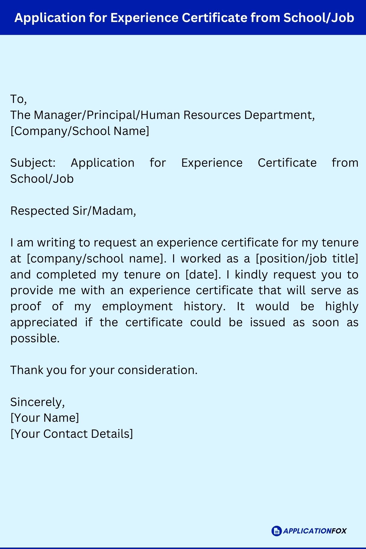 (7 Samples) Application For Experience Certificate
