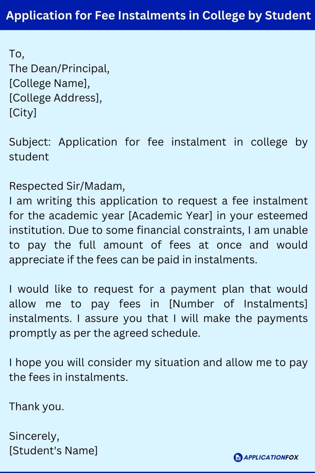 (7+ Samples) Application for Fee Instalments