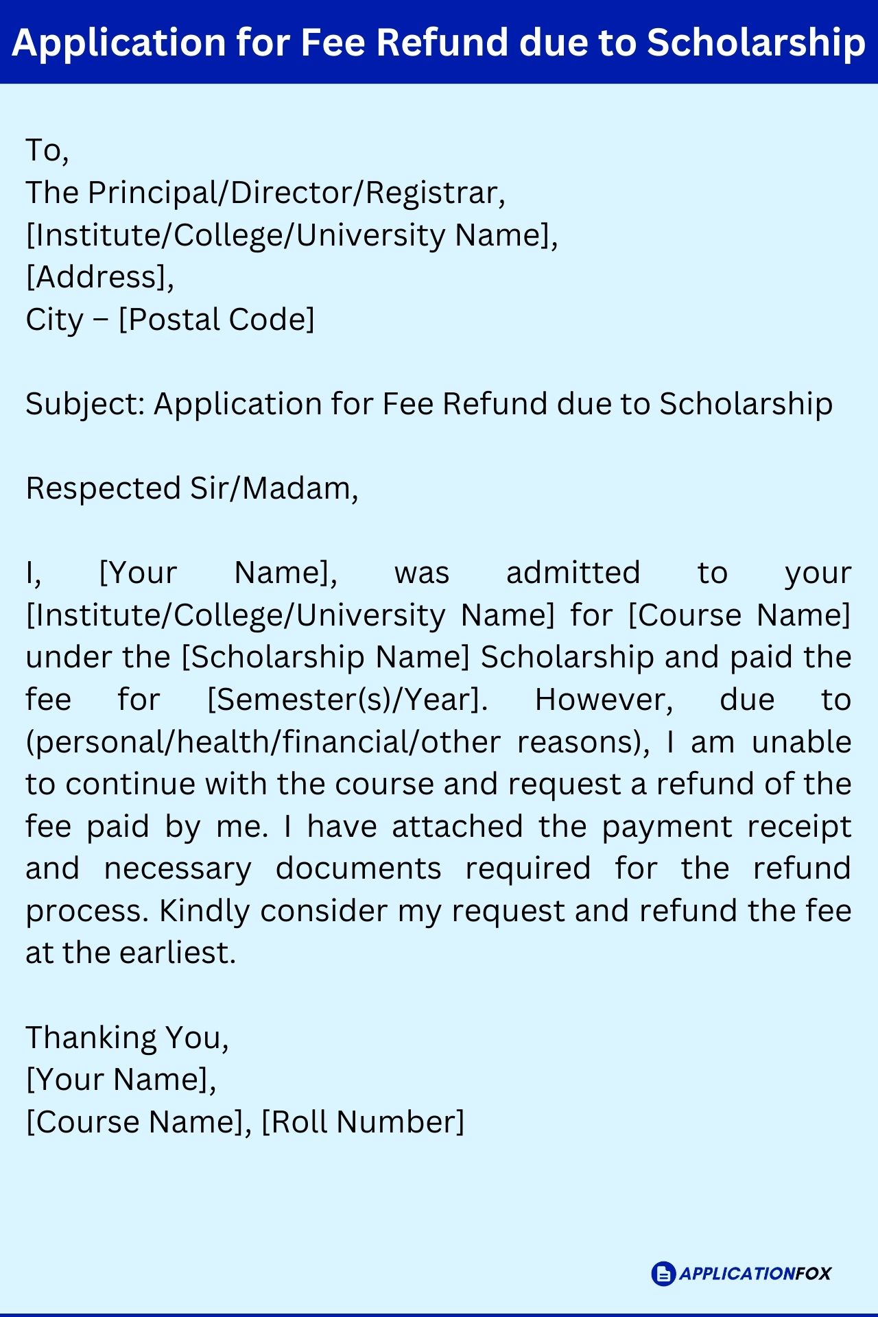 (5+ Samples) Fee Refund Application - ApplicationFox