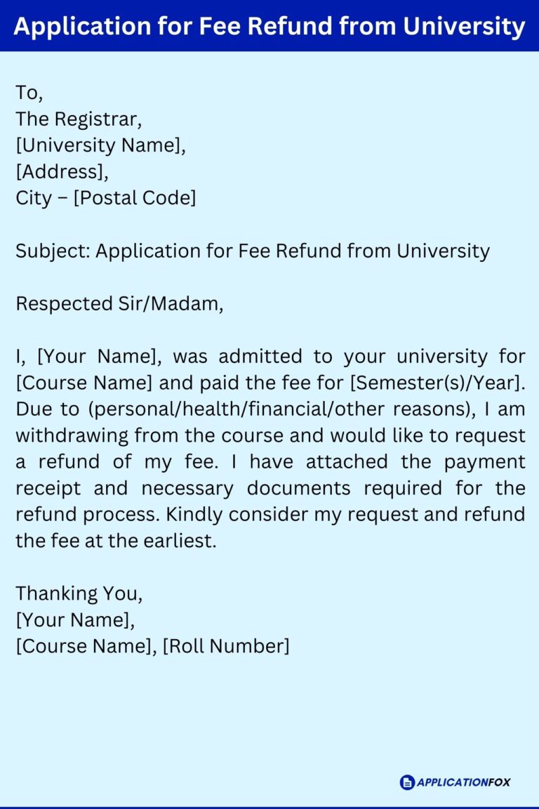 (5+ Samples) Fee Refund Application - ApplicationFox