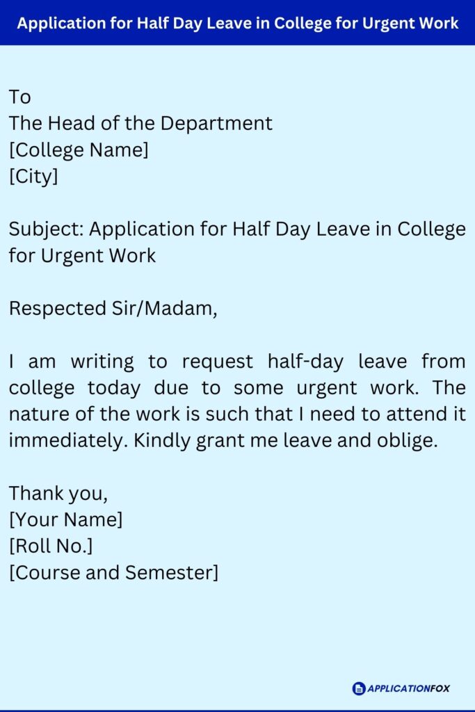 11 Samples Half Day Leave Application For School 11 Samples Half Day Leave Application For School