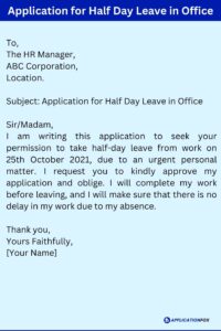 (11 Samples) Half Day Leave Application for Office