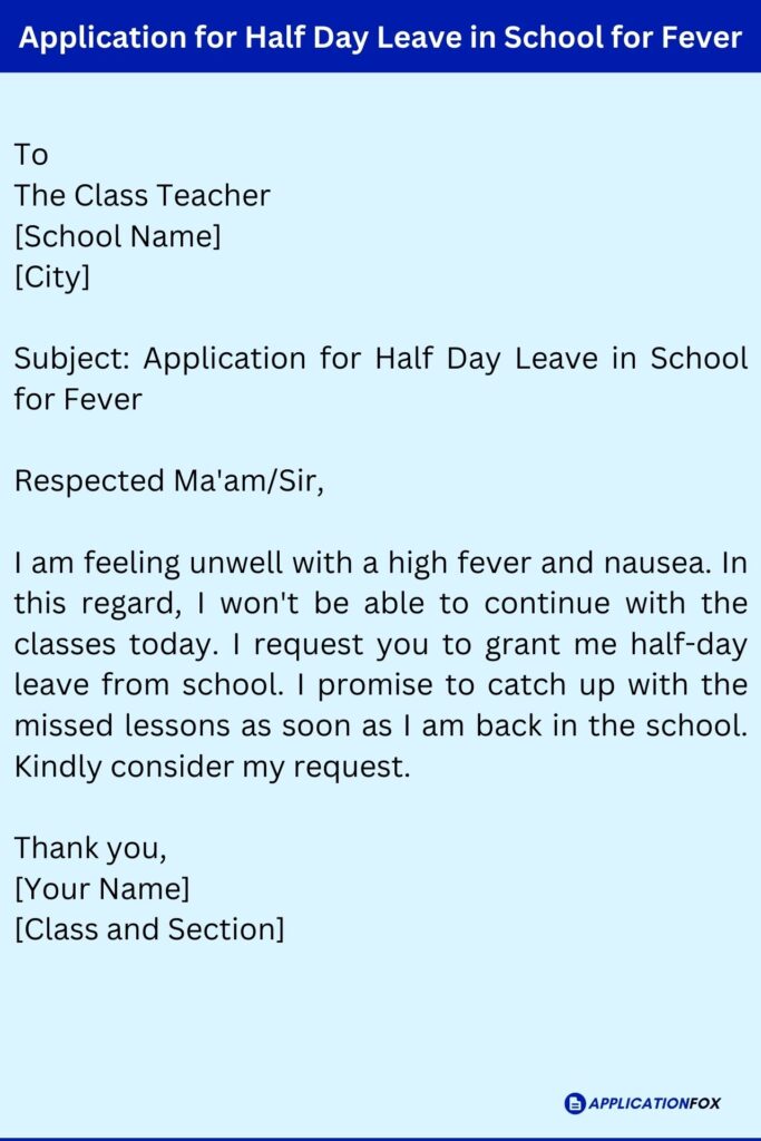 11 Samples Half Day Leave Application For School 11 Samples Half Day Leave Application For School