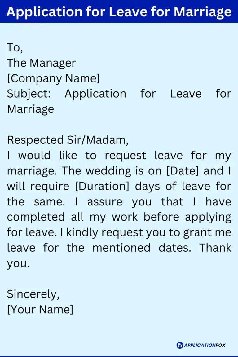 (9+ Samples) Leave Application for Own Marriage