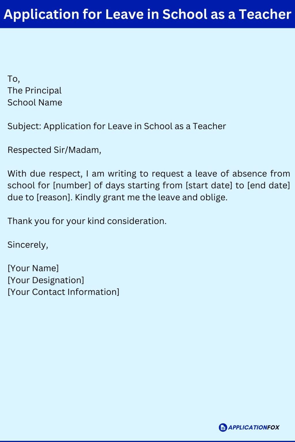 (5+ Samples) Application for Leave in School by Teacher