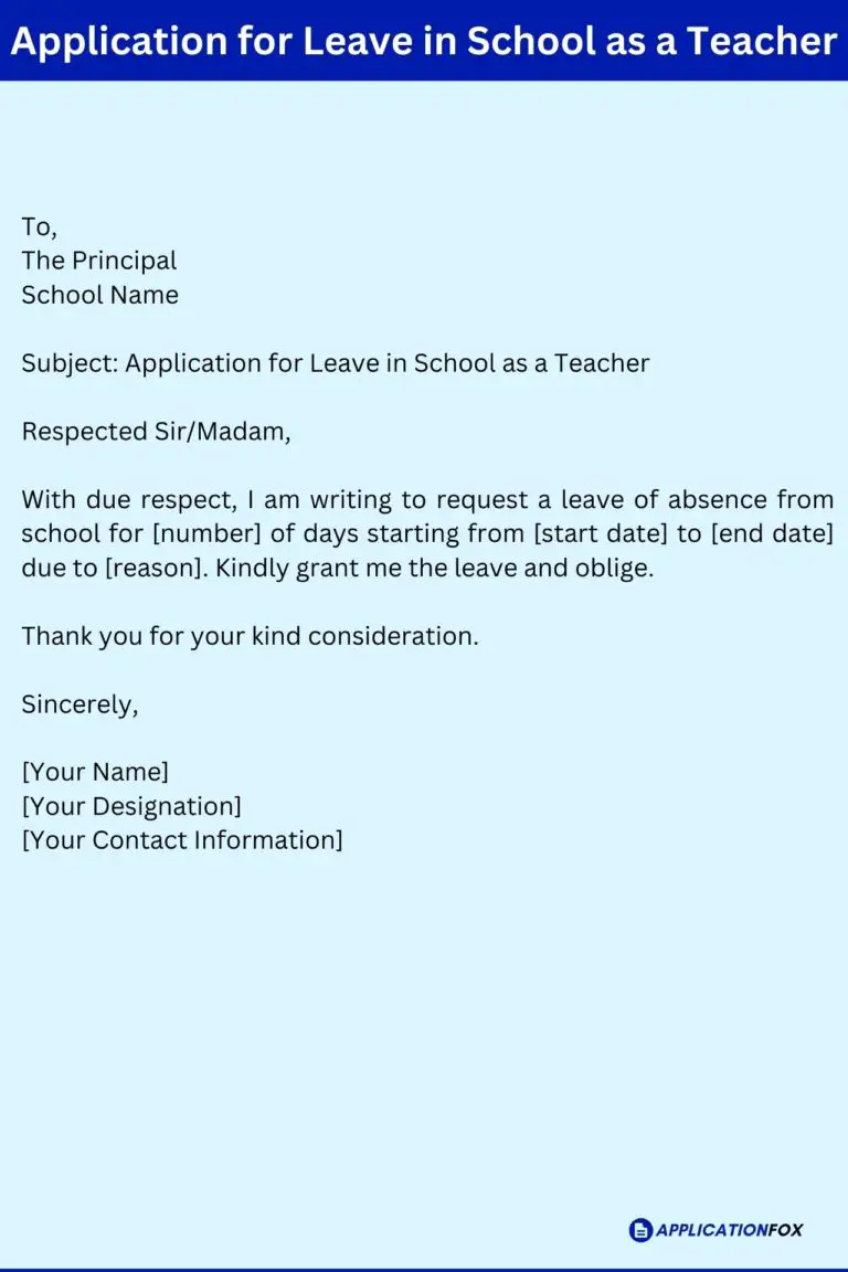 (5+ Samples) Application for Leave in School by Teacher