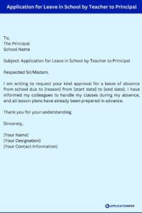 (5+ Samples) Application for Leave in School by Teacher