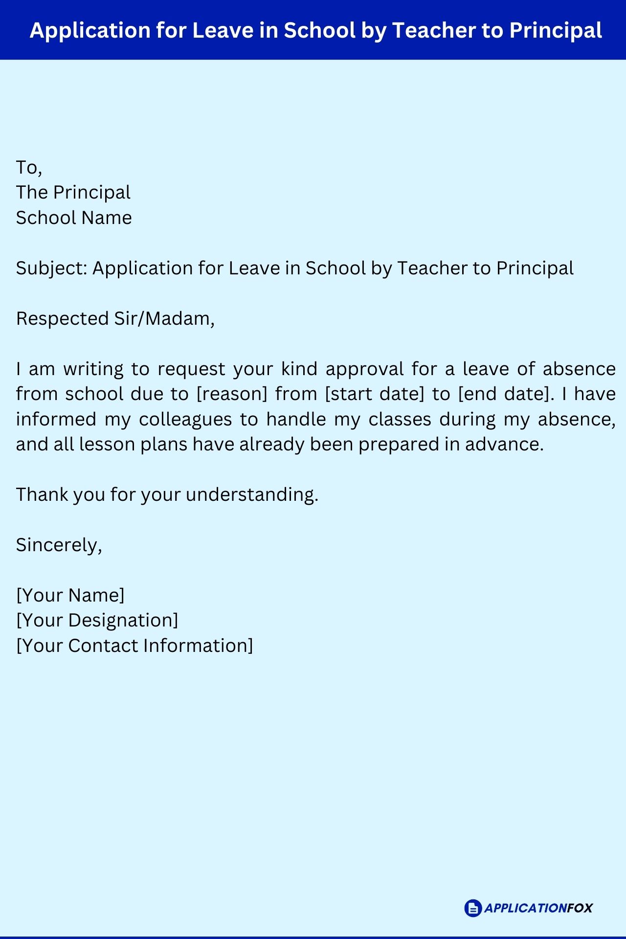 (5+ Samples) Application for Leave in School by Teacher