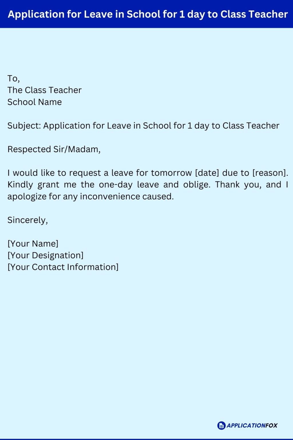 (5+ Samples) Application for Leave in School by Teacher