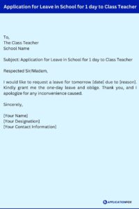 (5+ Samples) Application for Leave in School by Teacher