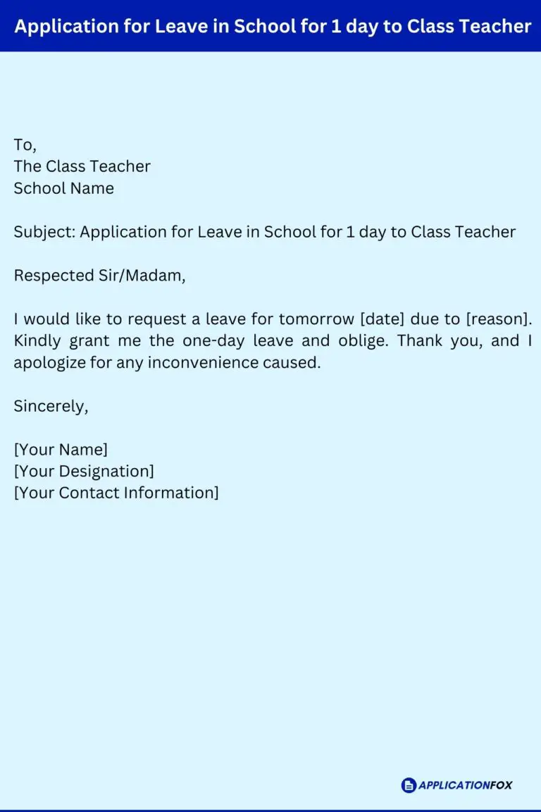 (5+ Samples) Application for Leave in School by Teacher