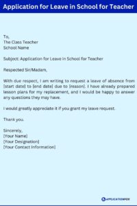 (5+ Samples) Application for Leave in School by Teacher