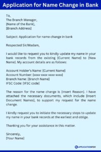 (11+ Samples) - Application for Name Change in Bank Account