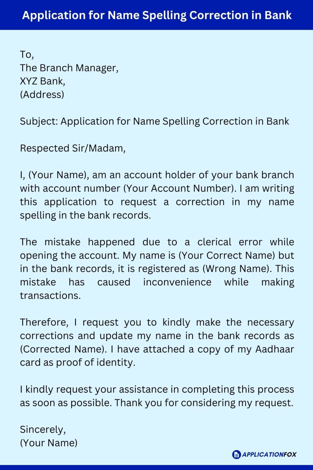 (11+ Samples) - Application for Name Change in Bank Account