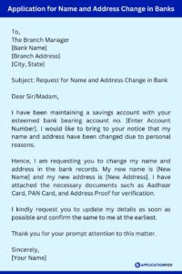(11+ Samples) - Application for Name Change in Bank Account