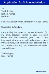 (9+ Samples) Application for School Admission