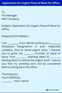 (9+ Samples) Leave Application for Urgent Work